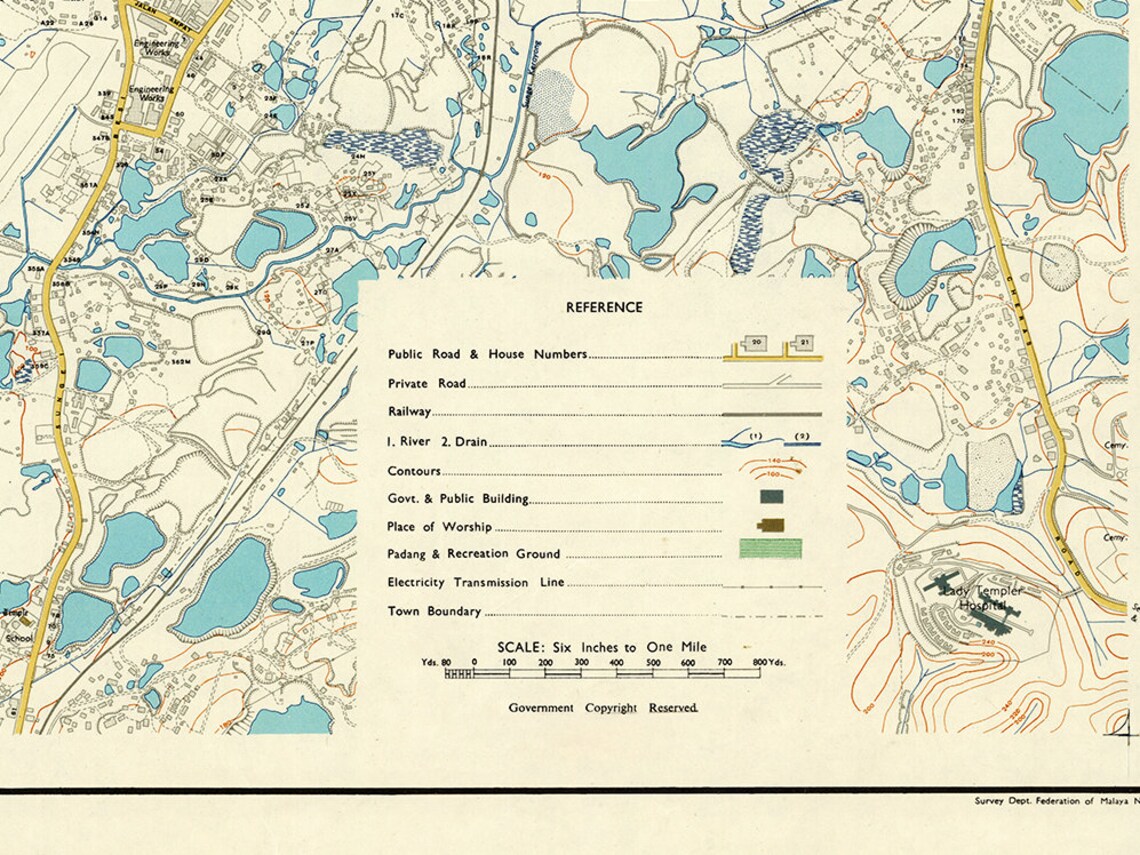 Vinatge Map of Kuala Lumpu Old Kuala Lumpur Map Kuala Lumpur - Etsy