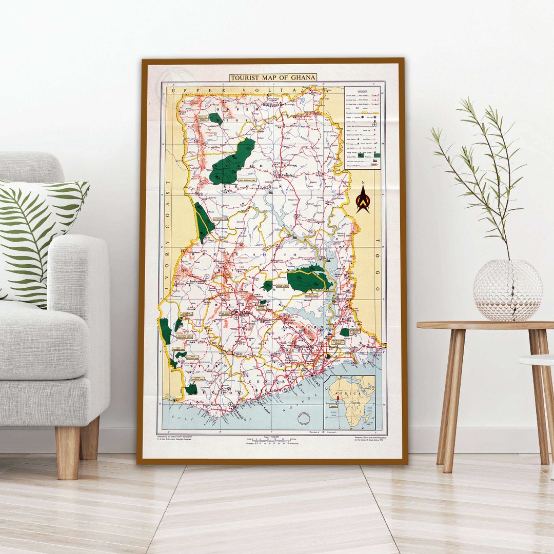 Vintage Tourist Map of Ghana, Old Ghana Print, Gold Coast Africa. - Etsy