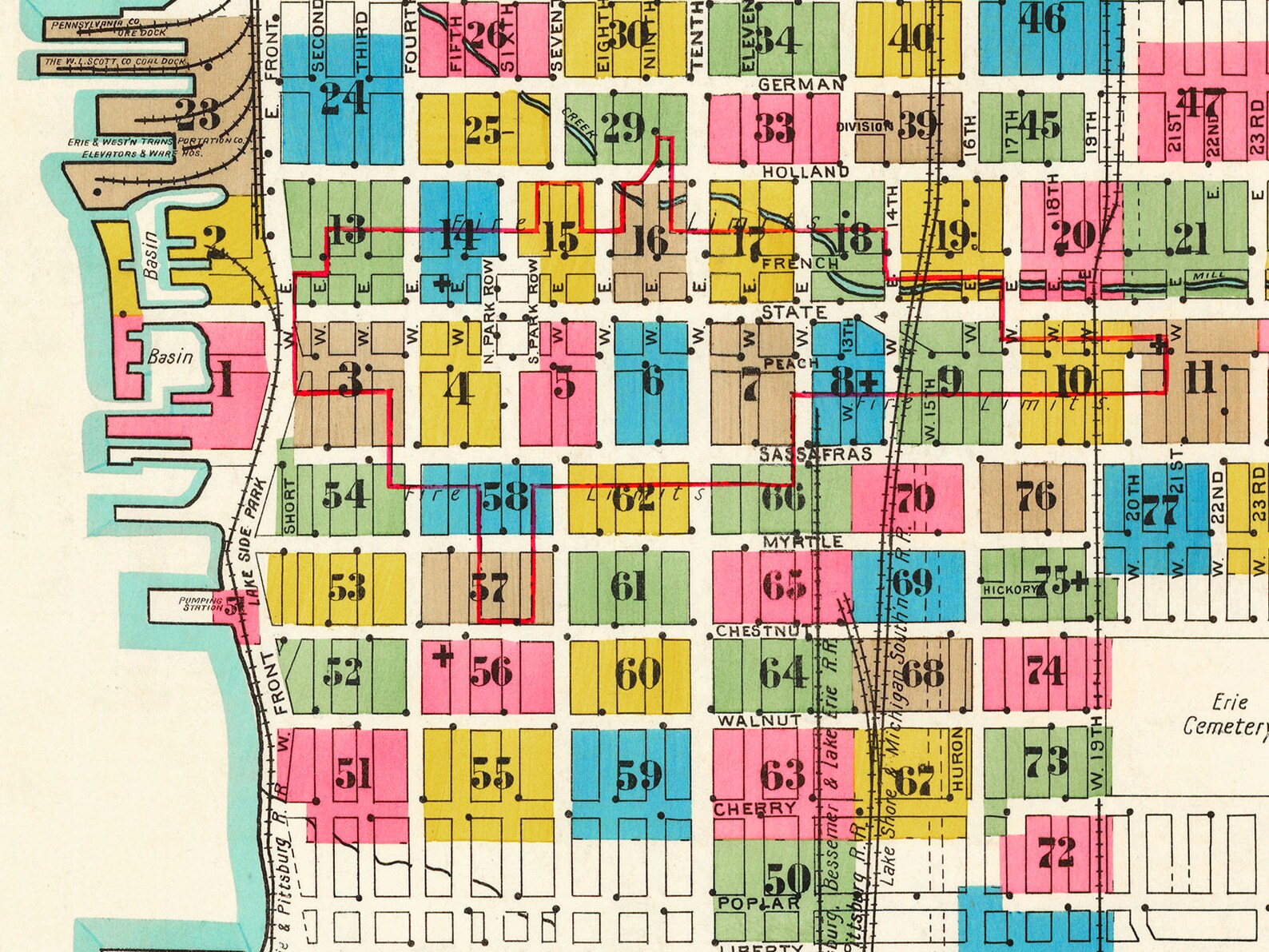 Vintage Map of Erie PA Erie Pennsylvania Map Erie Map Print | Etsy