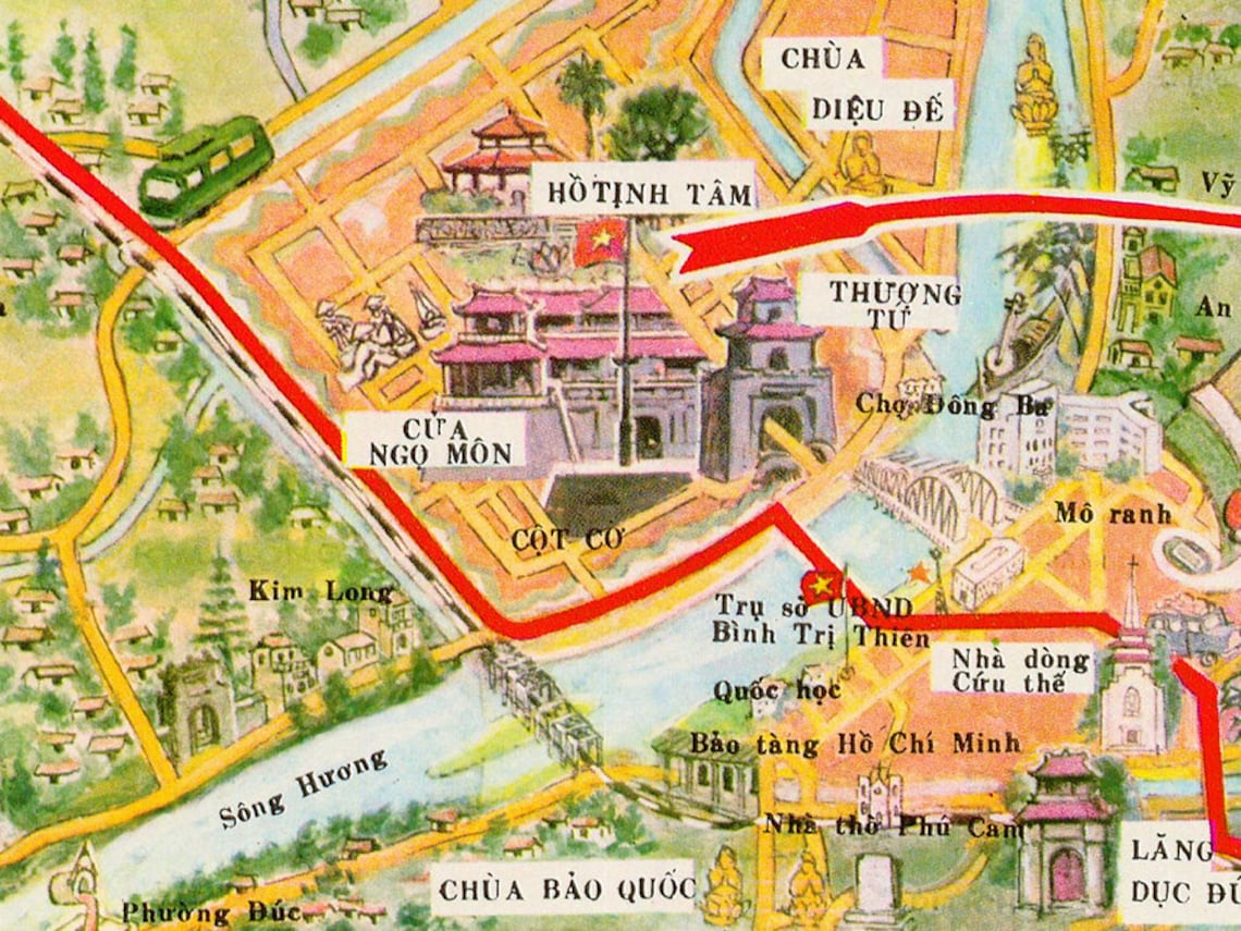 Vintage Map of Hue Vietnam Hue Map Hue Vietnam Old Hue Map | Etsy