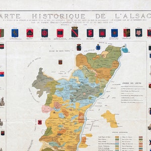 Historical Map of Alsace, Alsace Region of France, Alsace Print, France ...