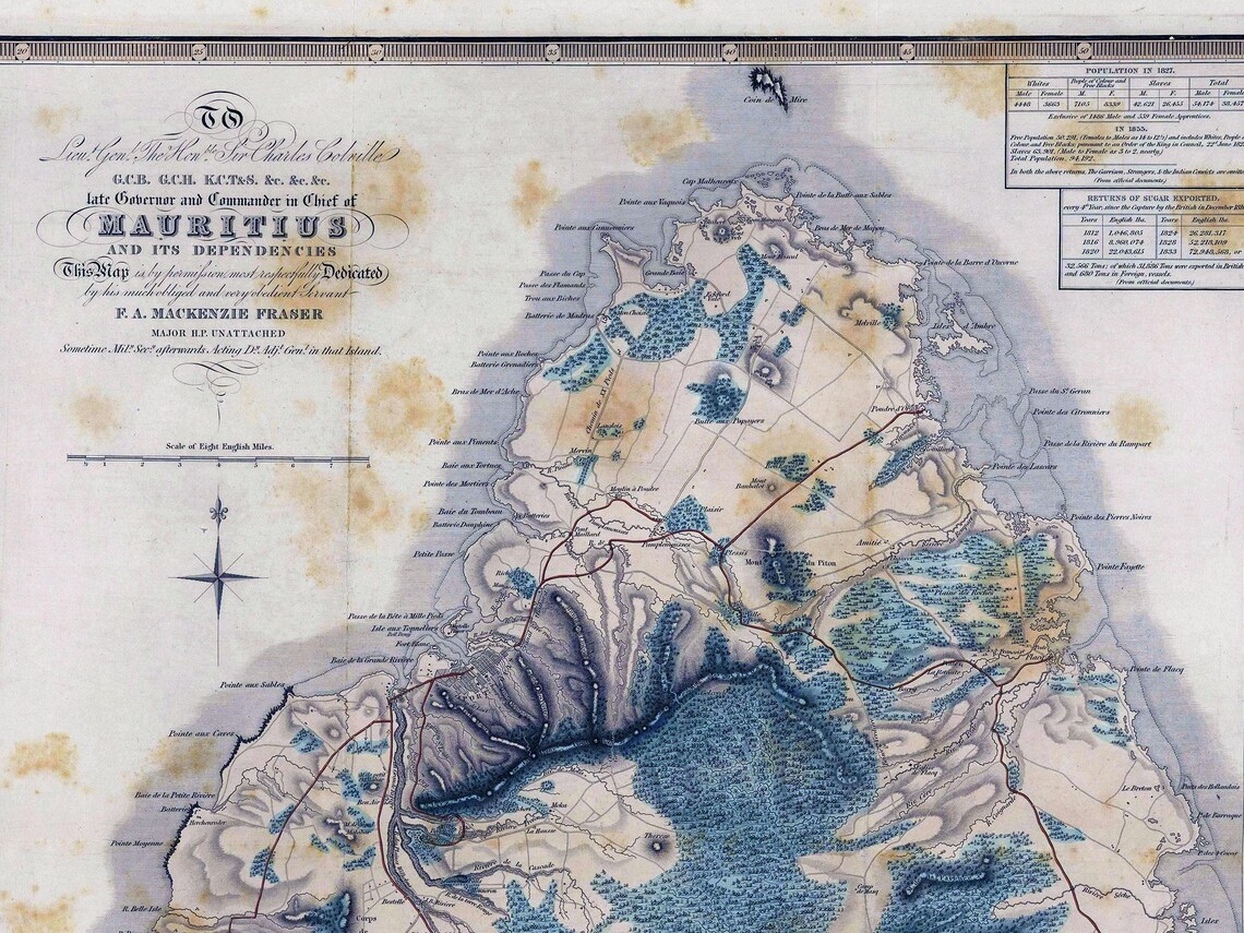 Vintage Mauritius Map Print: 1835 Historical Wall Art - Etsy