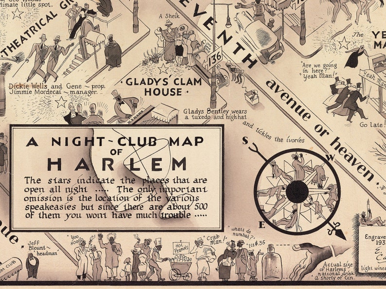 The Famous Night Club Map of Harlem African Americana Wall - Etsy