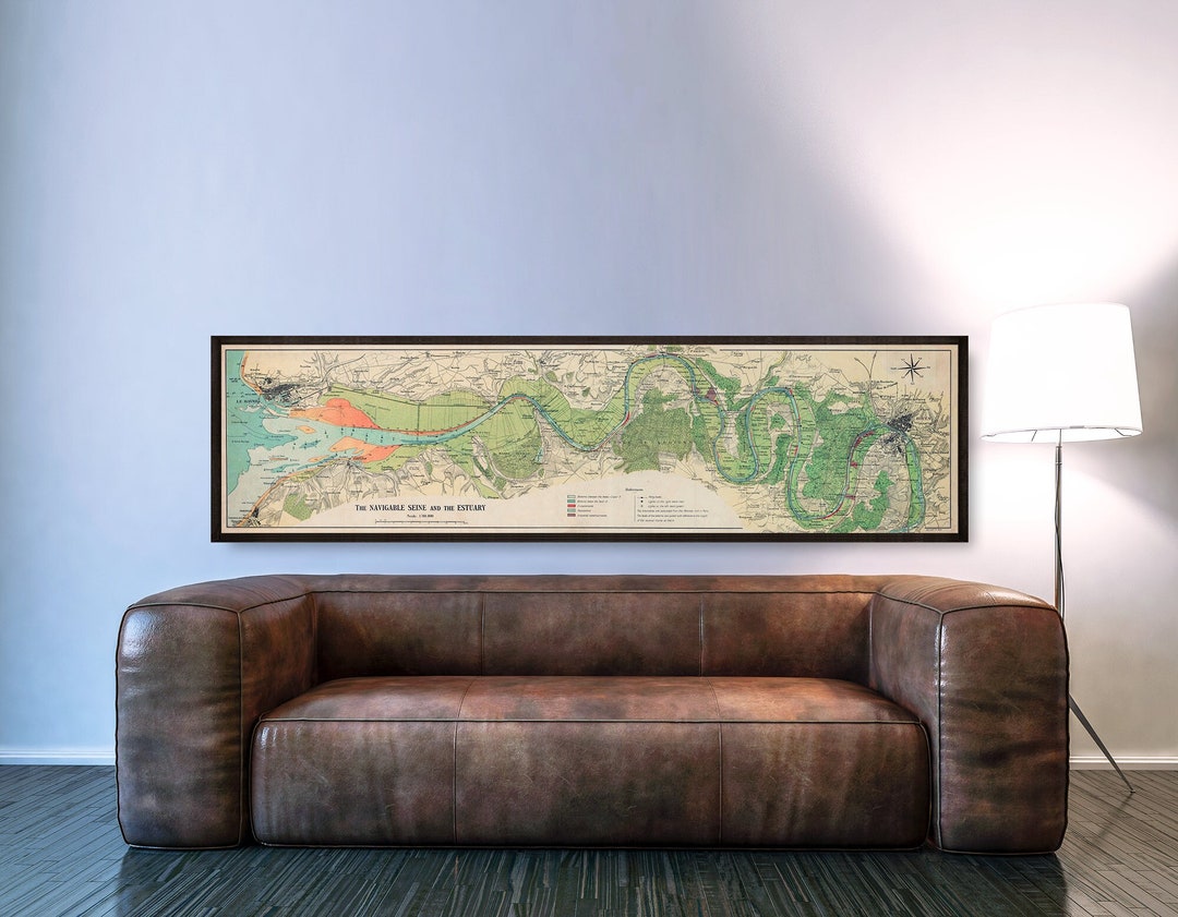 Vintage Map of Seine River, Old Seine River Wall Art, Seine River Art ...