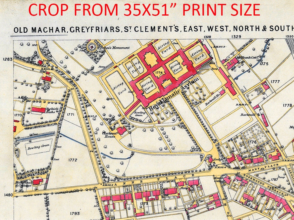 Vintage Map of Aberdeen Old Aberdeen Map Aberdeen Print | Etsy