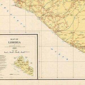 Vintage Map of Liberia Map, Historic Liberia Print, Liberia Gifts. - Etsy