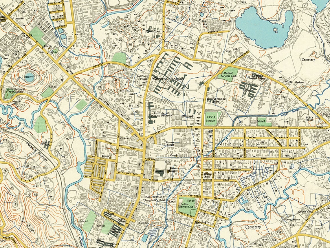 Vinatge Map of Kuala Lumpu Old Kuala Lumpur Map Kuala Lumpur | Etsy