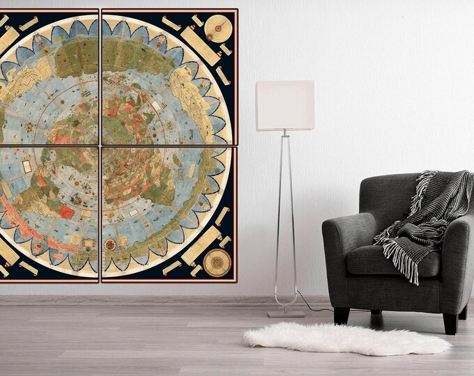 Flat Earth Map - Polar Azimuthal Equidistant Projection 1943 WWII Wall ...