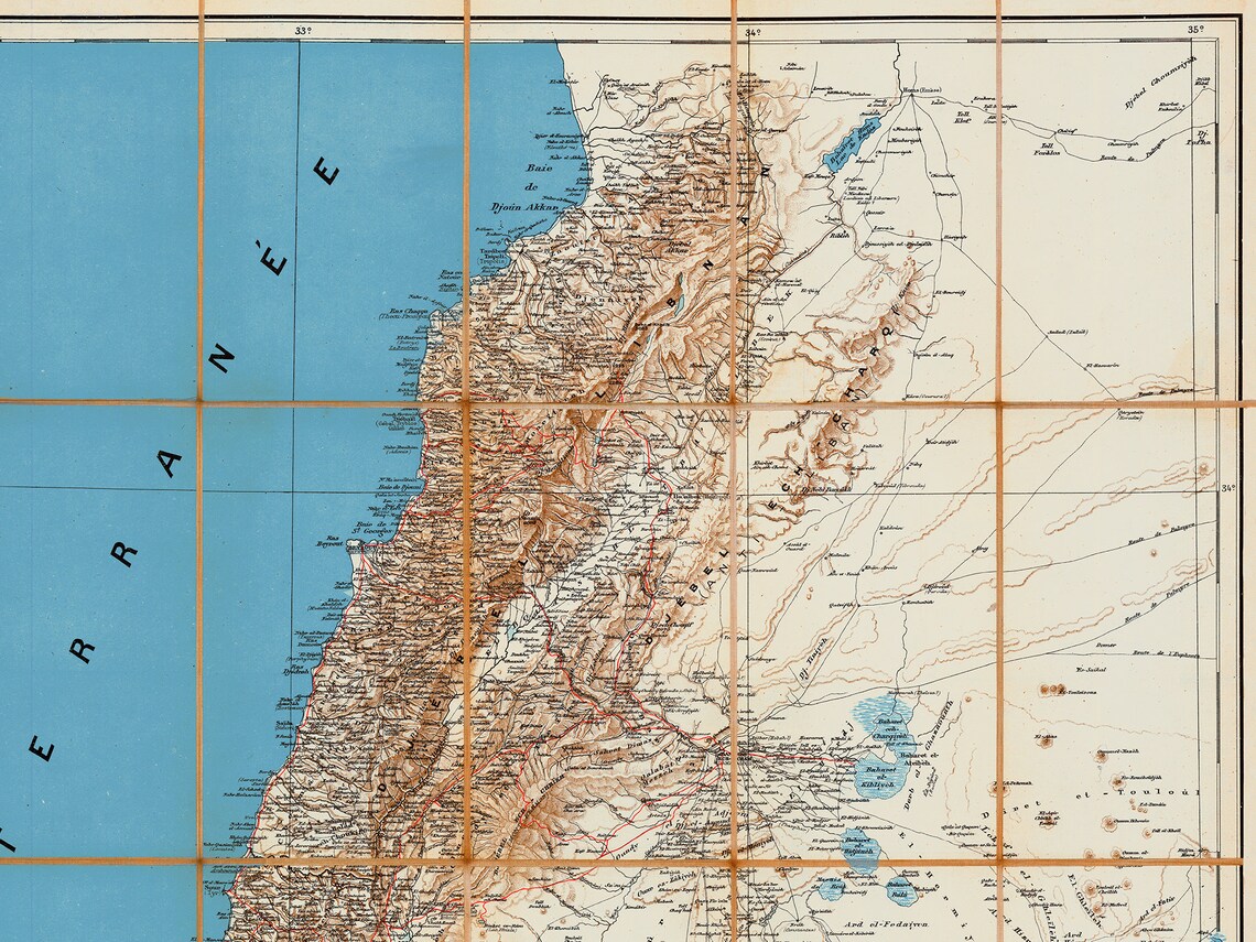 Antique Lebanon map old map of Lebanon Lebanon map poster | Etsy