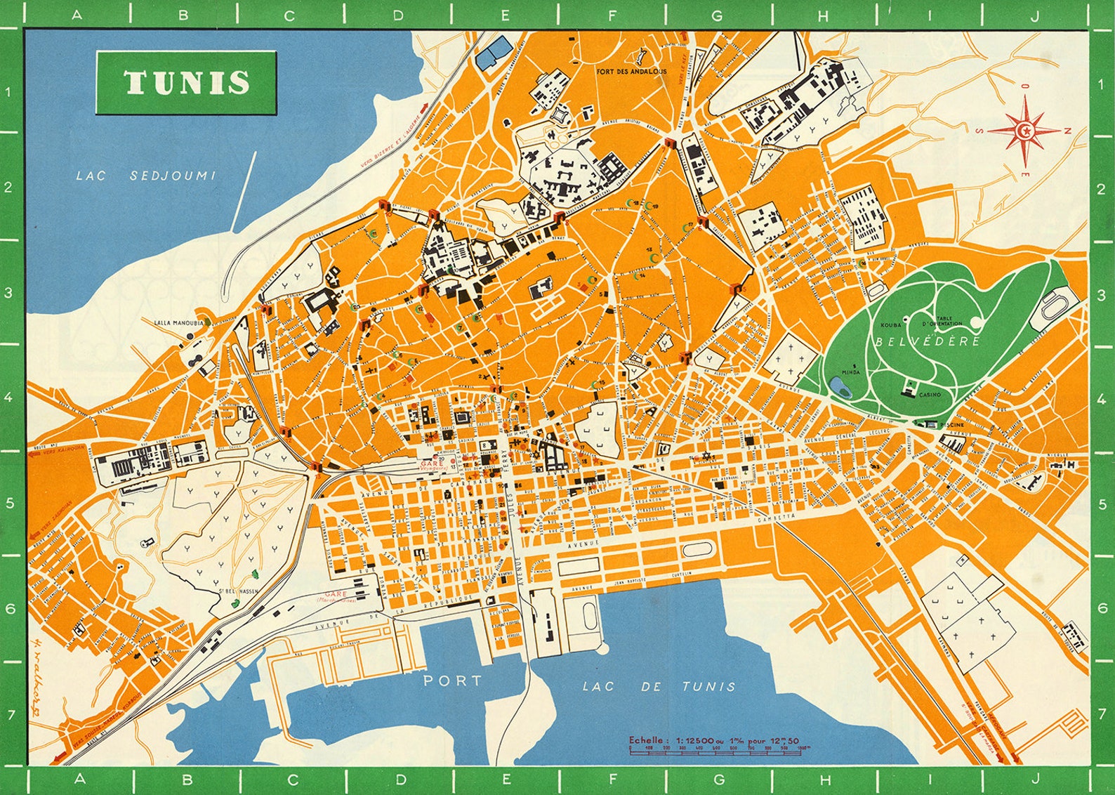 Vintage Map of Tunis Tunis Tunisia Old Tunis Map Tunis Wall | Etsy