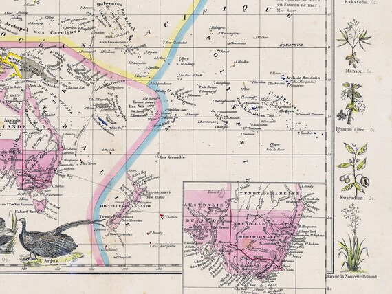 Giclée large Papua New Guinea wall map old Papua New Guinea map Oceania ...