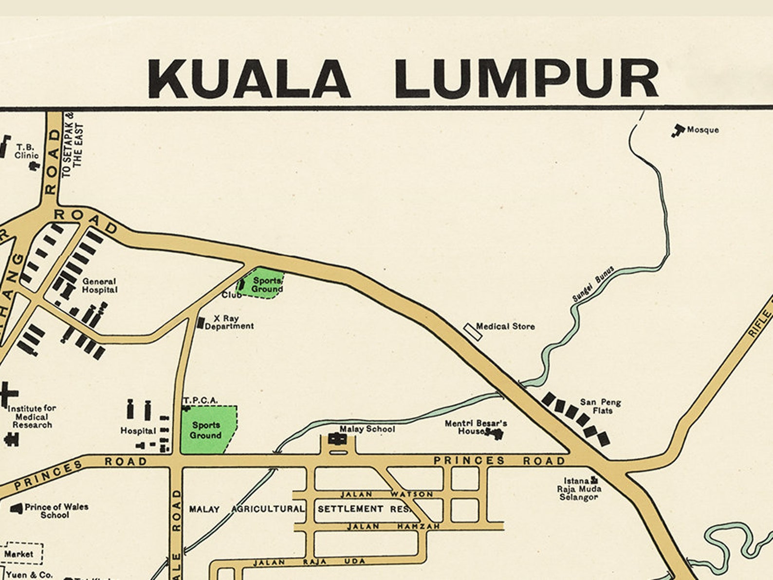 Old Kuala Lumpur Map Vintage Map of Kuala Lumpur Malaysia | Etsy