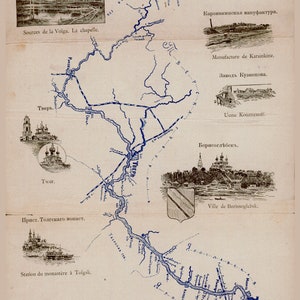 Vintage Volga River Illustrated Map, Volga Poster Print - the National ...