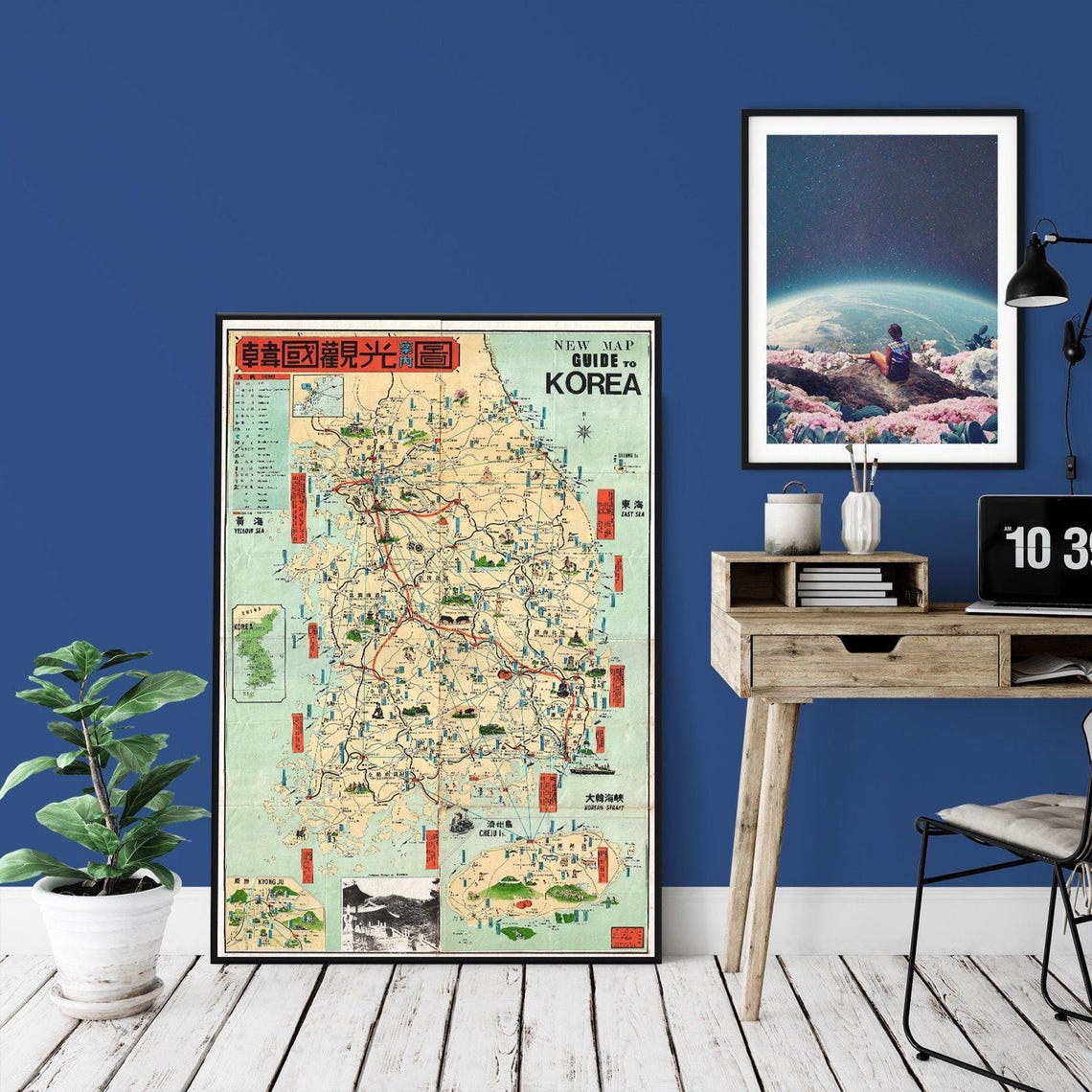 Vintage Korea Map Print: Korean Peninsula Travel Art - Etsy