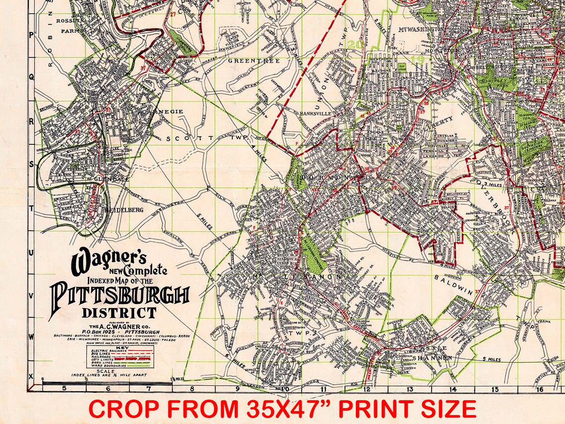 Vintage Map of Pittsburgh Old Pittsburgh Map Pittsburgh - Etsy