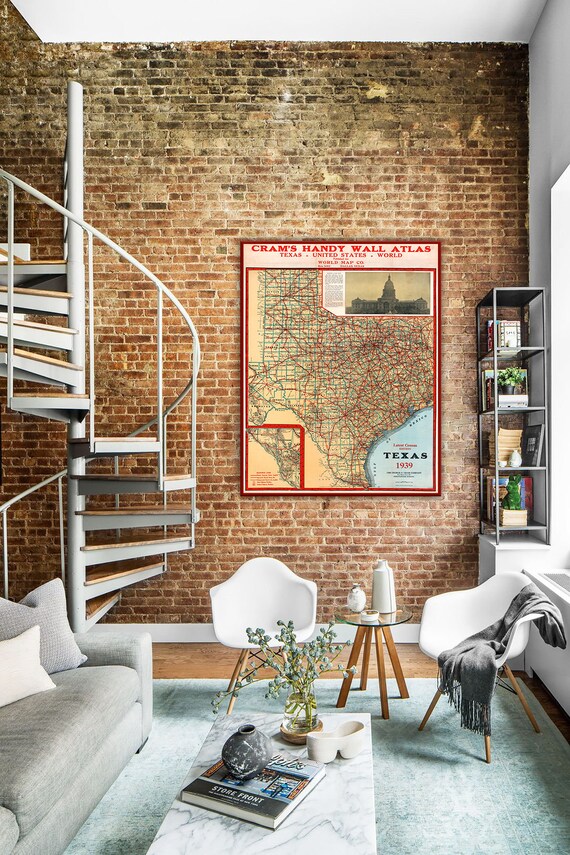 Vintage Texas wall map old Texas map Texas poster map Texas | Etsy