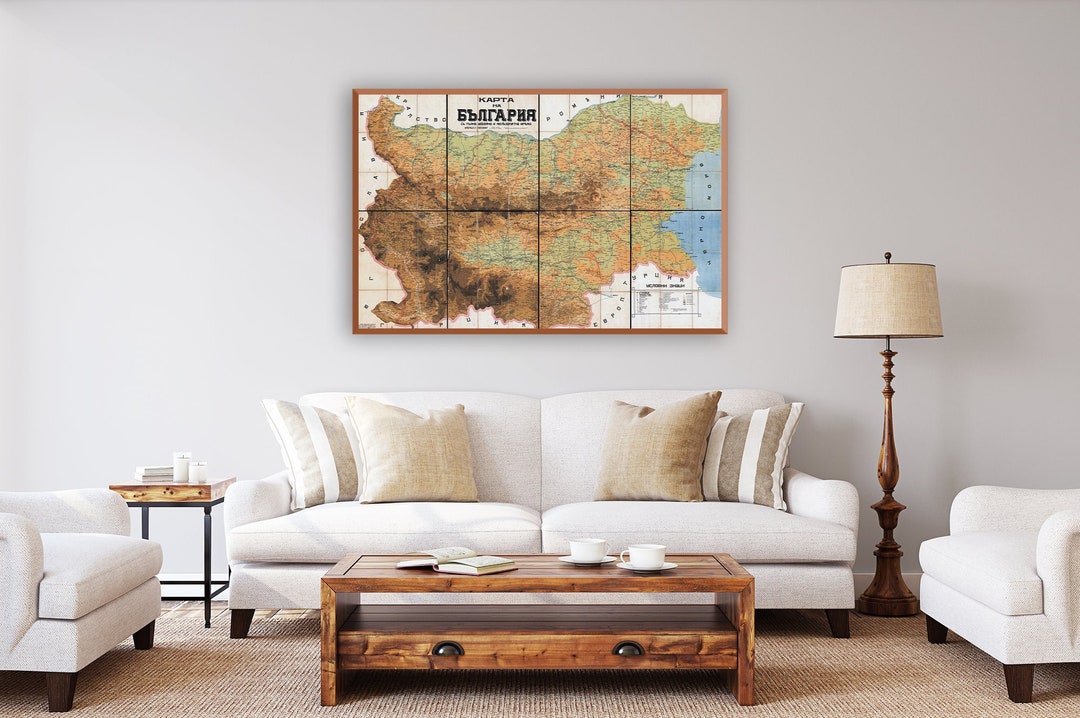 Large Bulgaria Wall Map, Bulgarian Tsardom, Vintage Bulgaria Map Print ...