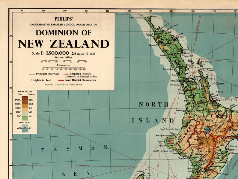 Vintage Map of New Zealand Old New Zealand Map New Zealand - Etsy