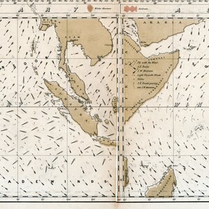Map of Indian Ocean Monsoon and Trade Winds, Wind and Current Chart ...
