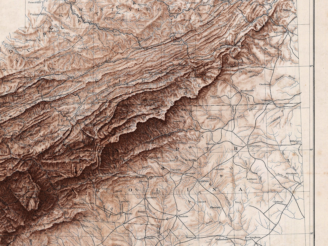 Vintage Relief Map of the Appalachian Region Appalachian - Etsy