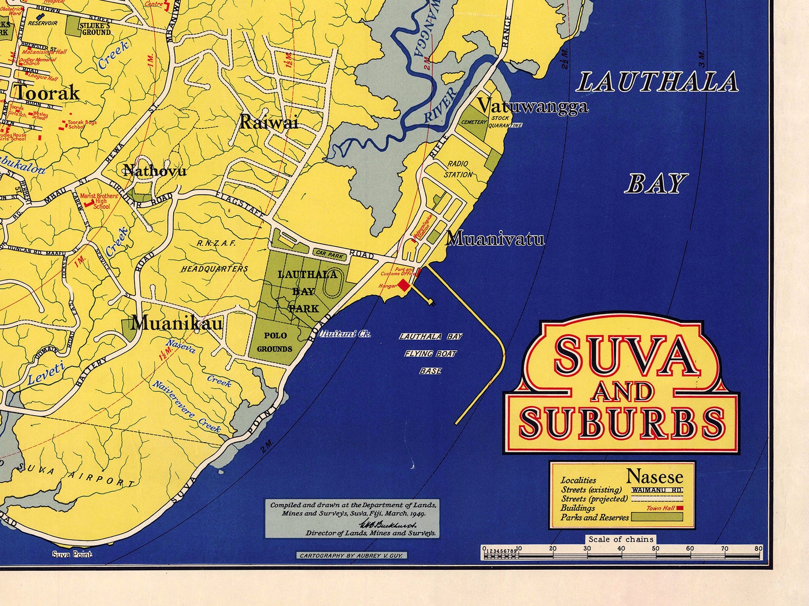 Fiji Viti Levu Suva and Suburbs Vintage Map of Suva Old - Etsy