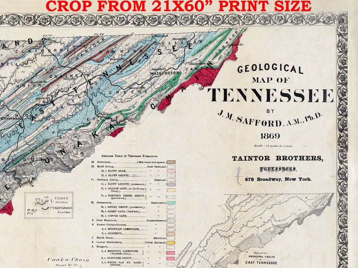 Antique State of Tennessee Geologic Map Vintagetennessee Wall - Etsy