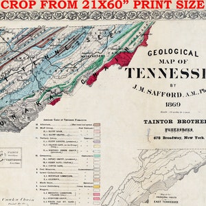 Antique State of Tennessee Geologic Map, Vintagetennessee Wall Art ...