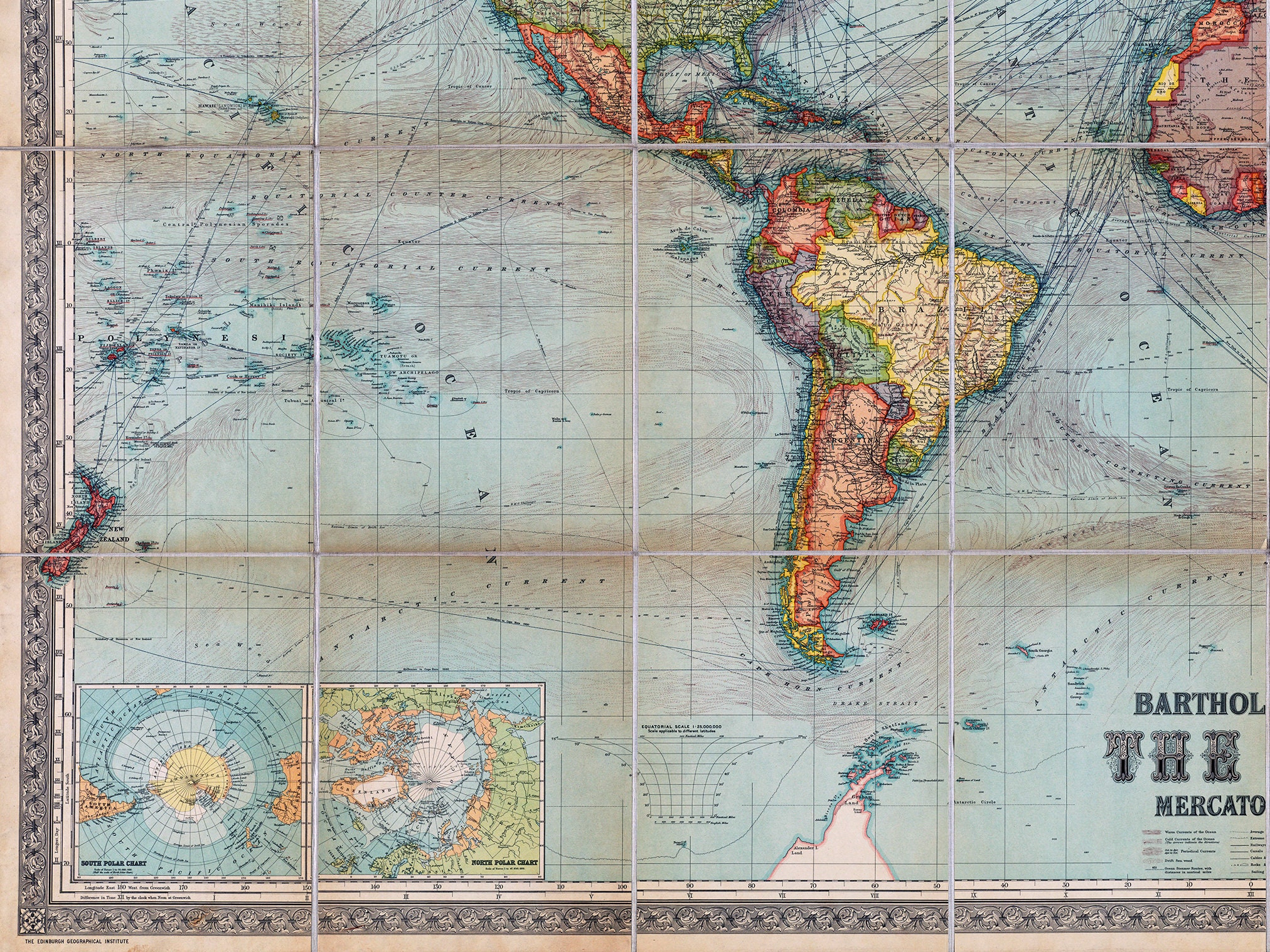 Classic edition map of the world on Mercator's projection | Etsy