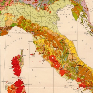 Geological Map of Italy, Italy Geology Map Art, Geological Periods ...