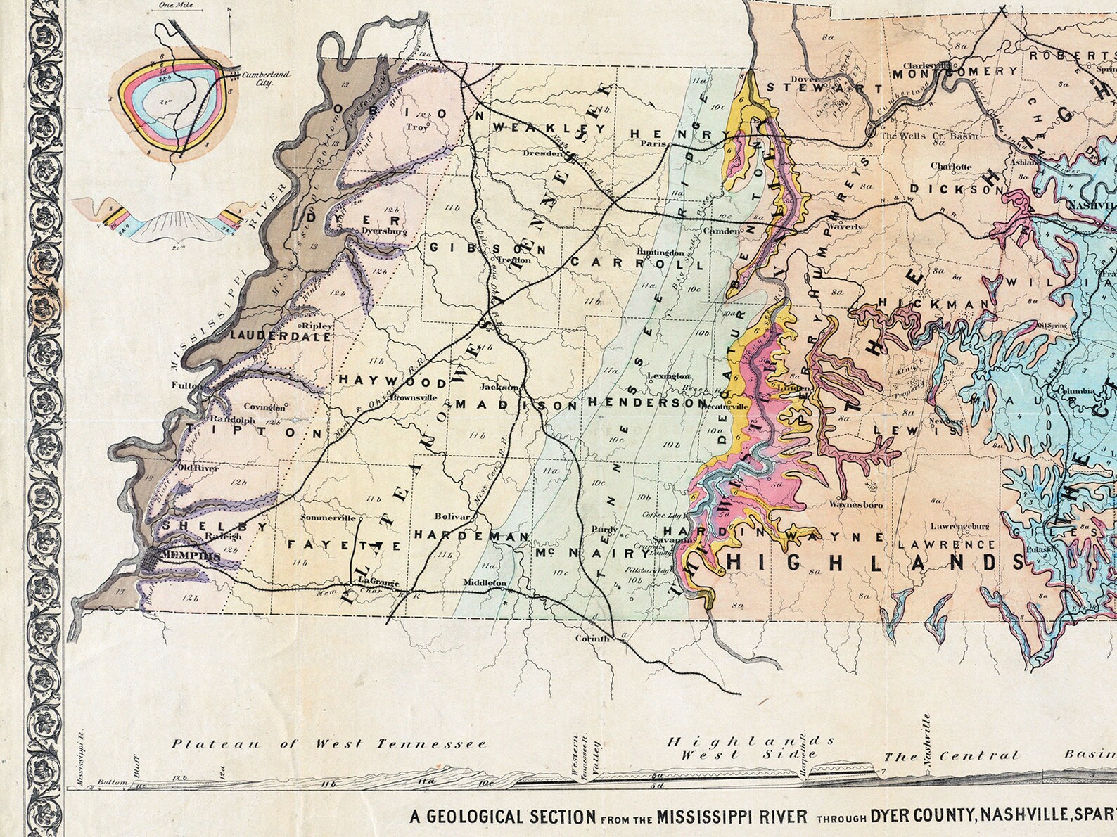 Antique State of Tennessee Geologic Map Vintagetennessee Wall - Etsy