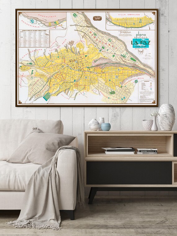 Mapa vintage de La Paz antiguo mapa de La Paz mapa del - Etsy España
