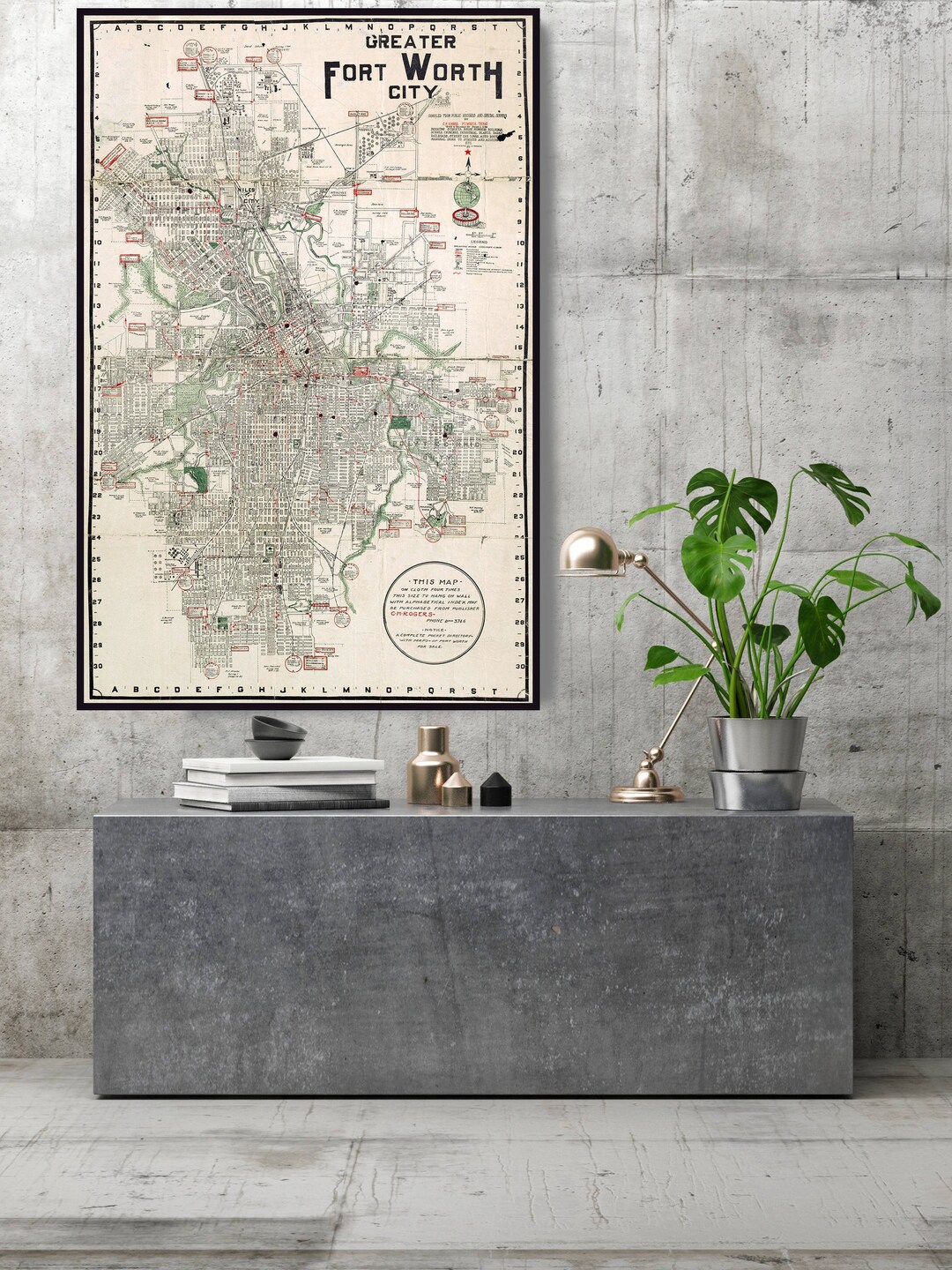 Fort Worth TX Map Print: Vintage Street Detail - Etsy