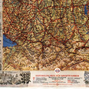 Bavaria Germany Map, Vintage Map of Bavaria With Images of Most ...