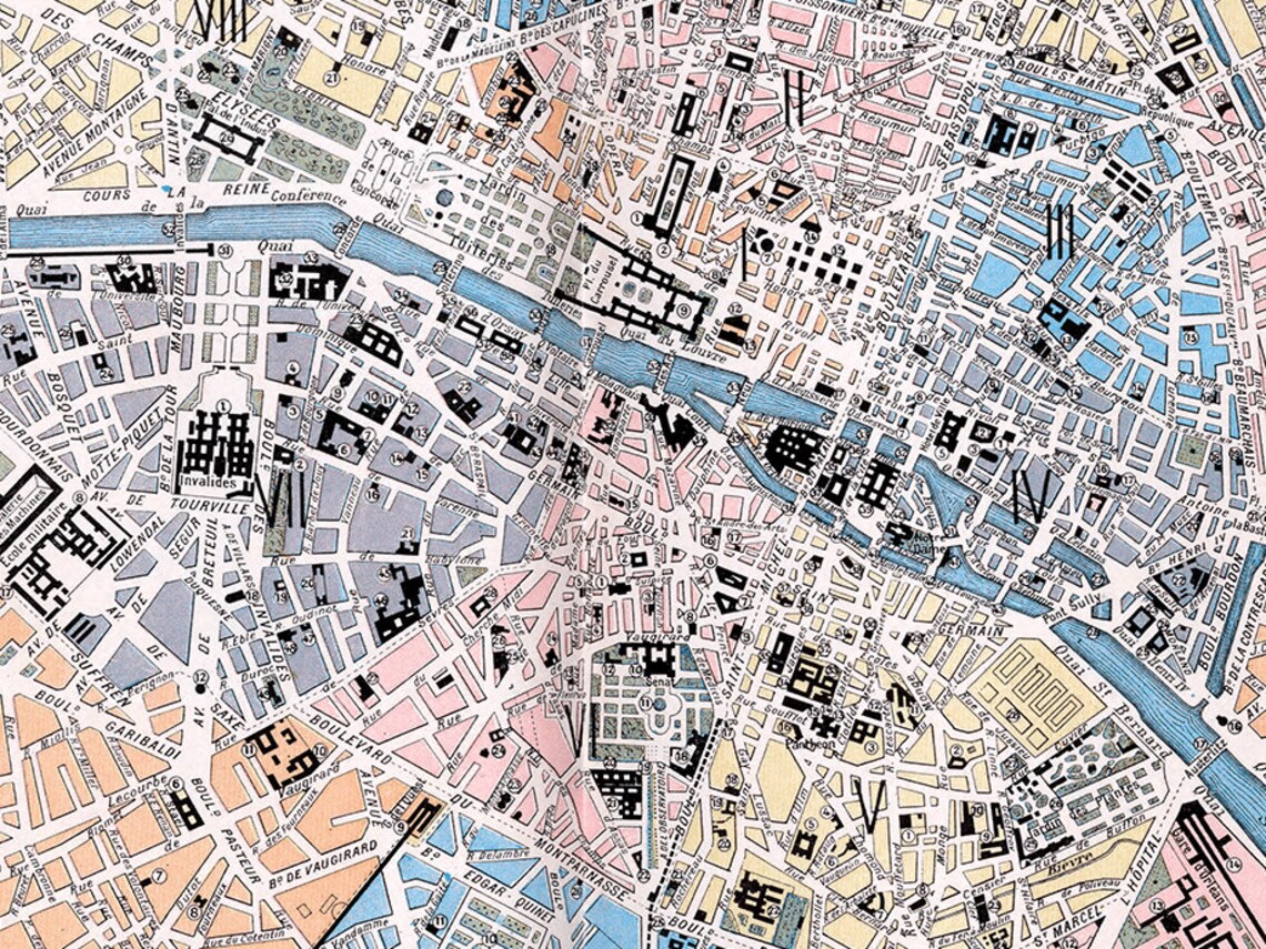 Plan De Paris From Atlas Larousse Map of Paris in French - Etsy Canada