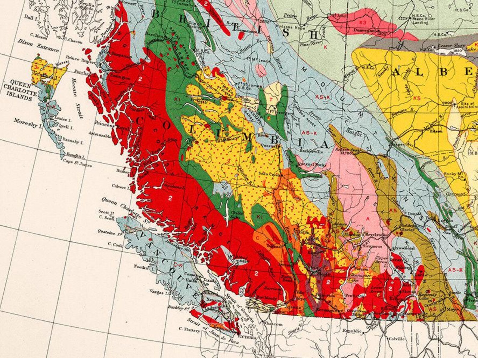 Vintage Geological Map of Canada, 1915 - Fine Art Print - Etsy