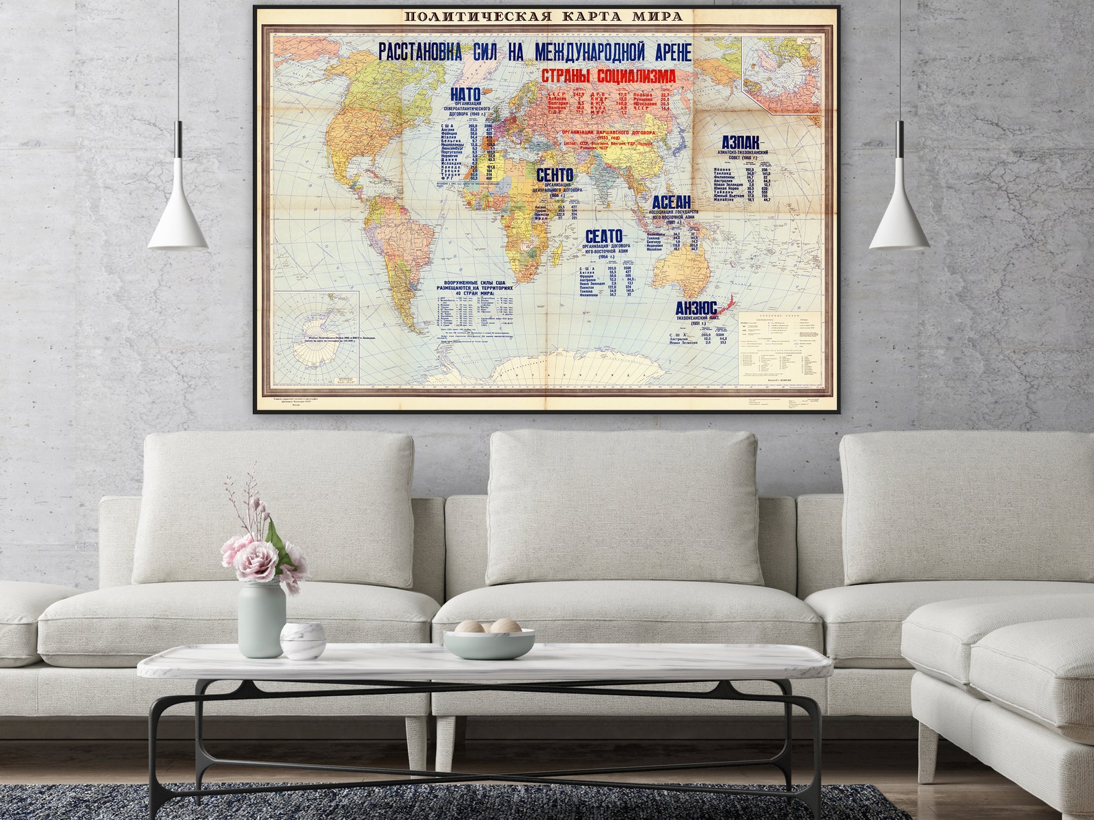 Soviet Russia Map of the World Cold War Poster Union of - Etsy