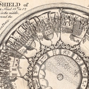 The Shield of Achilles, Antique Illustration of the Shield of the Greek ...
