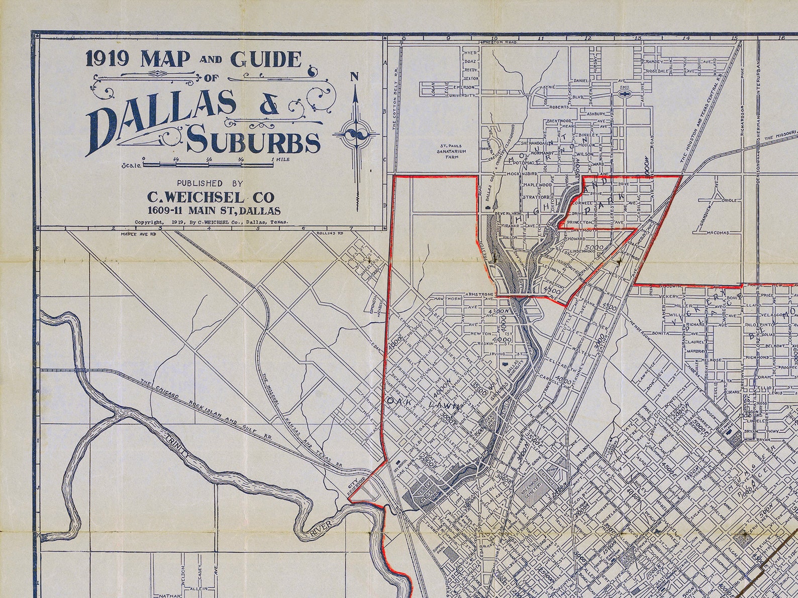 Vintage Map of Dallas Old Dallas Map Dallas Print Dallas - Etsy