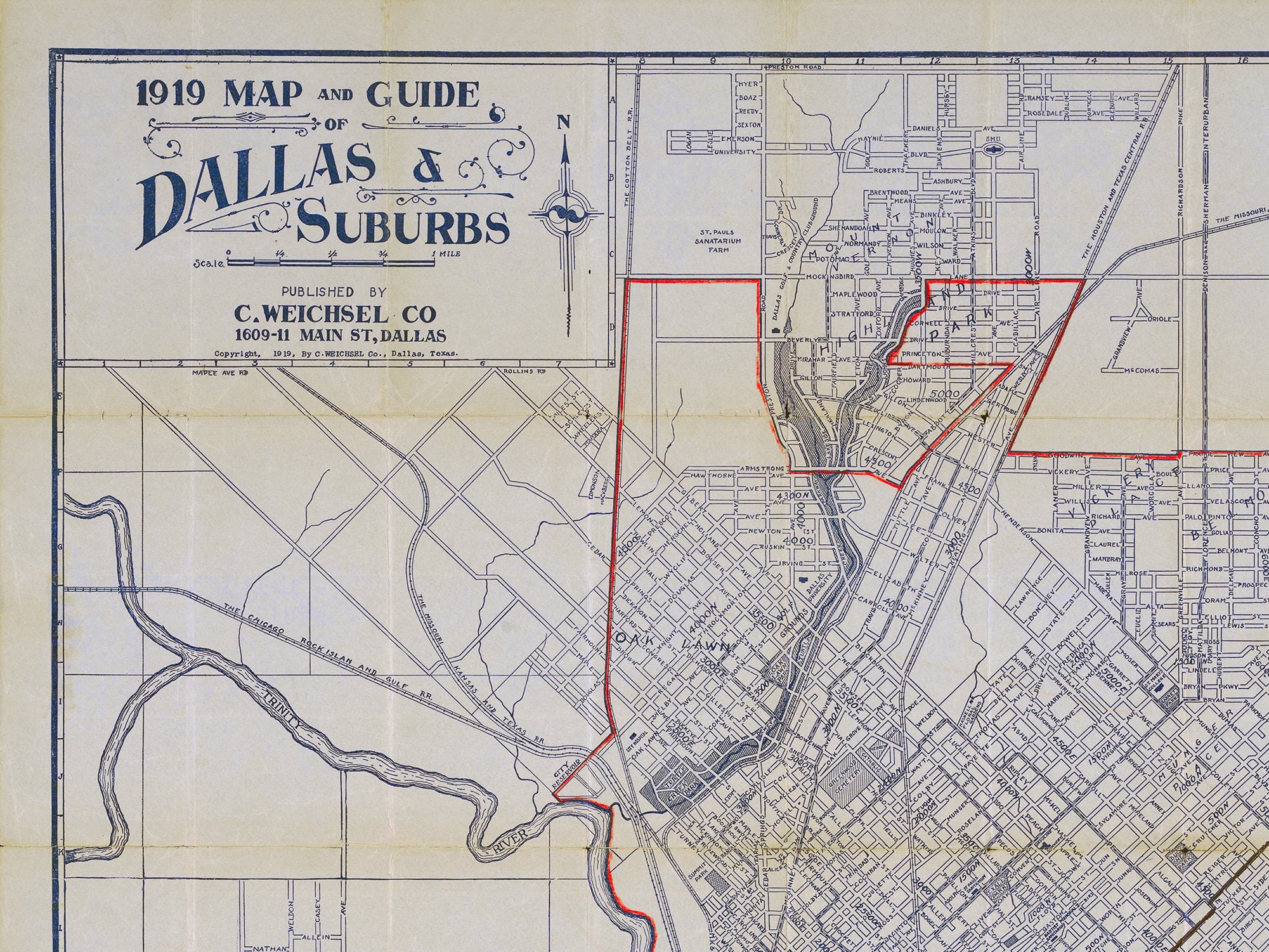 Vintage Map of Dallas Old Dallas Map Dallas Print Dallas - Etsy