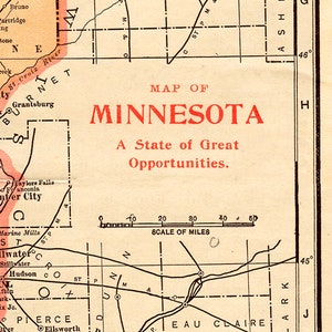 Vintage Map of Minnesota, Old Minnesota Print, Large Minnesota Wall Art ...