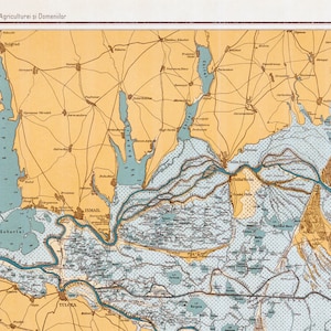 Danube River Delta, Romania, Danube Delta Map, Danube River Map Print ...
