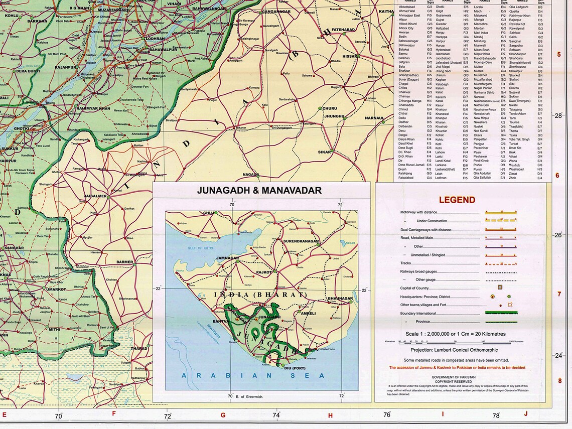 Vintage Map of Pakistan Old Pakistan Road Map Pakistani Art | Etsy