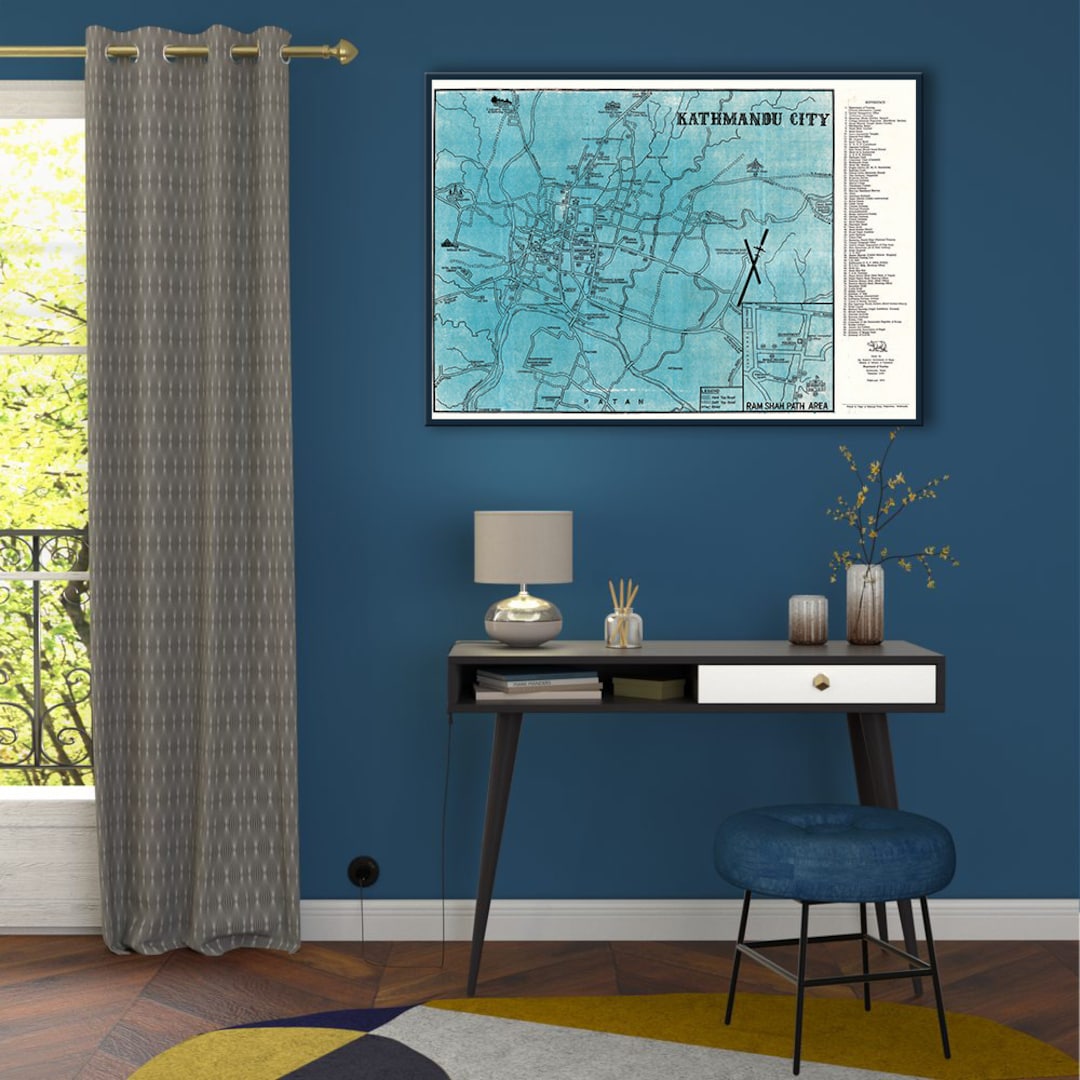 Vintage Map of Kathmandu City From the National Museum and ...