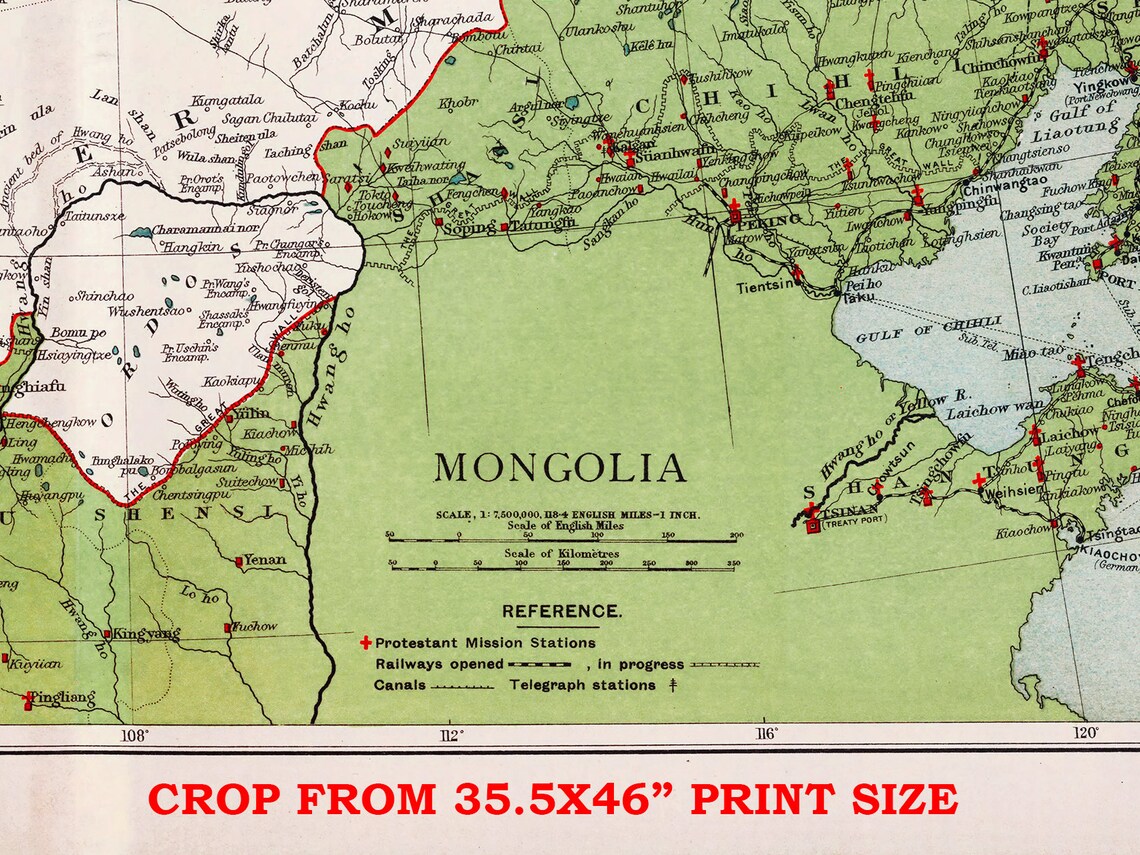 Mongolia Wall Map Old Map of Mongolia Mongolia Wall Art | Etsy