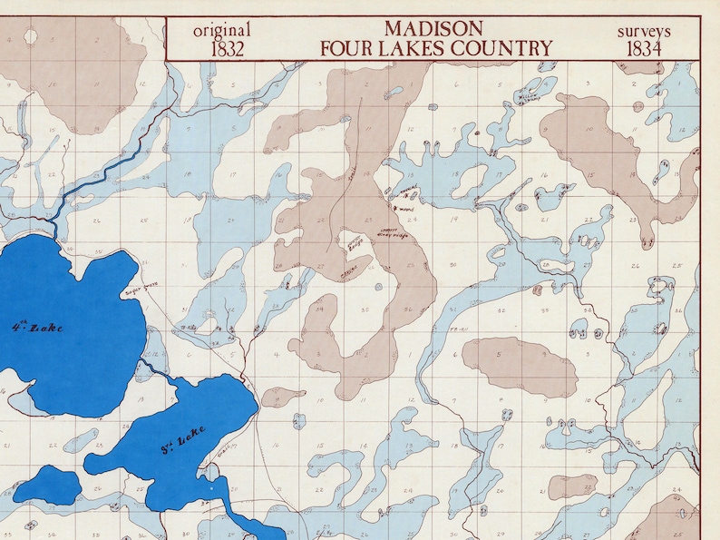 Old Madison Map Vintage Map of Madison WI Madison Lakes - Etsy