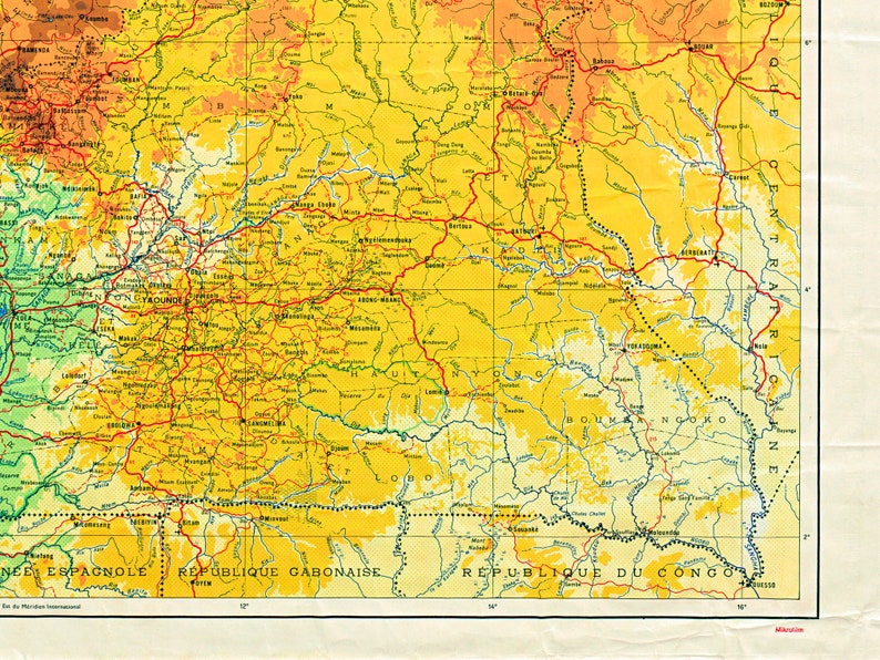 Vintage Map of Cameroon Old Cameroon Map Cameroon Home - Etsy