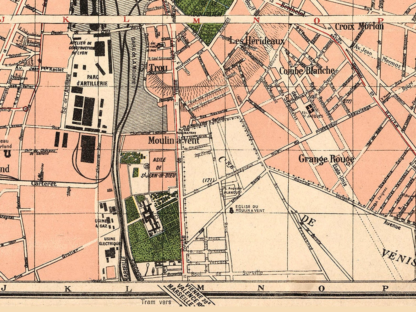 Vintage Map of Lyon Old Lyon Print Lyon France Lyon Art - Etsy