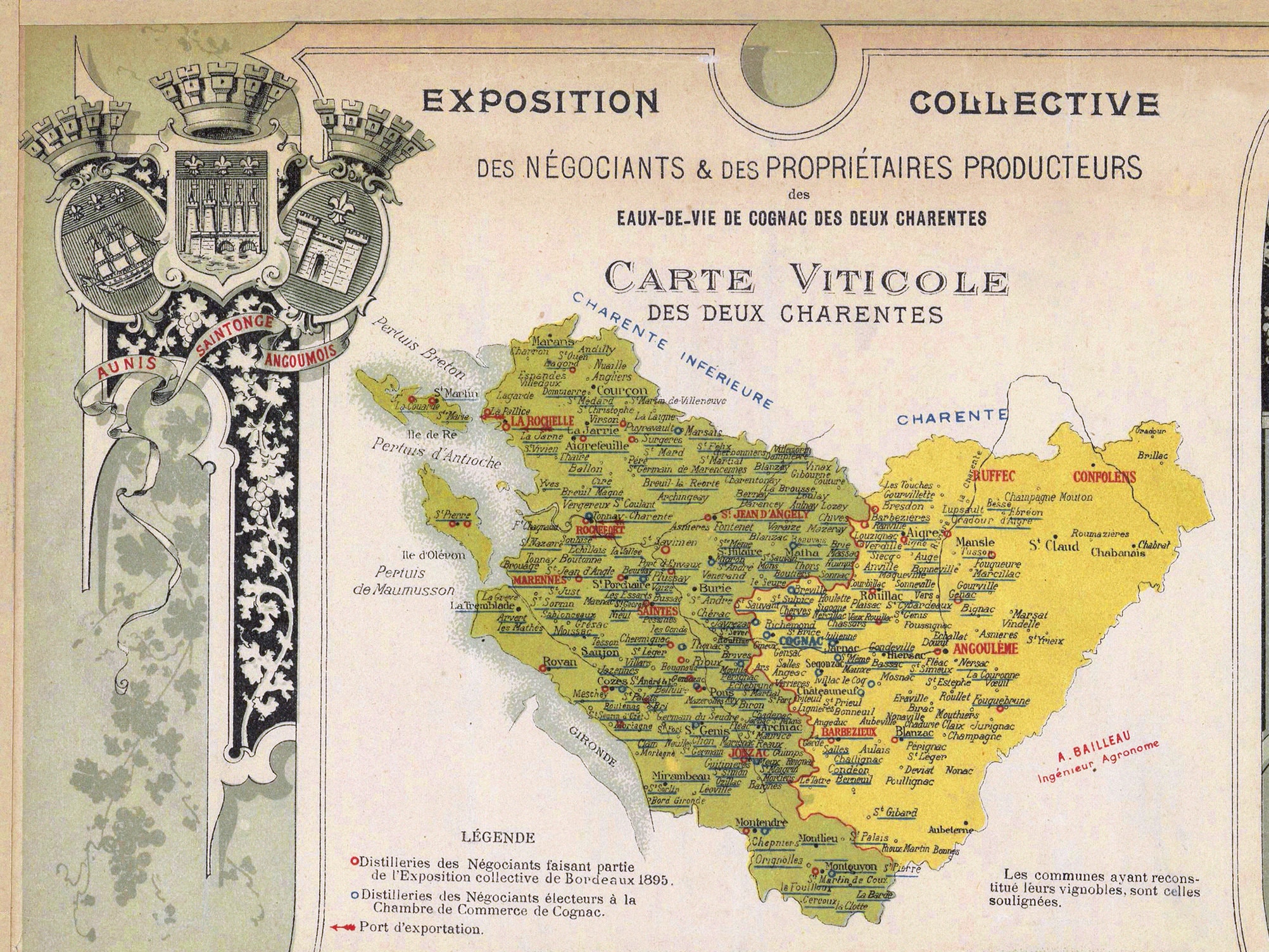 Vintage Map of the Vineyards of Charente and - Etsy
