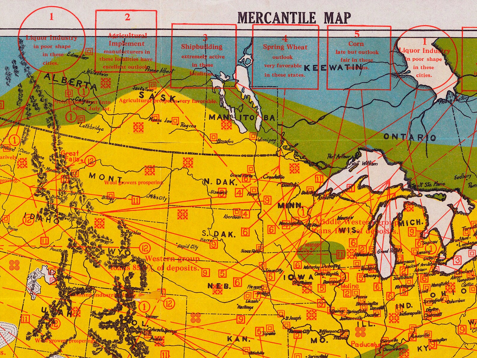 US Economy Map Business Map Babson's Map of North | Etsy