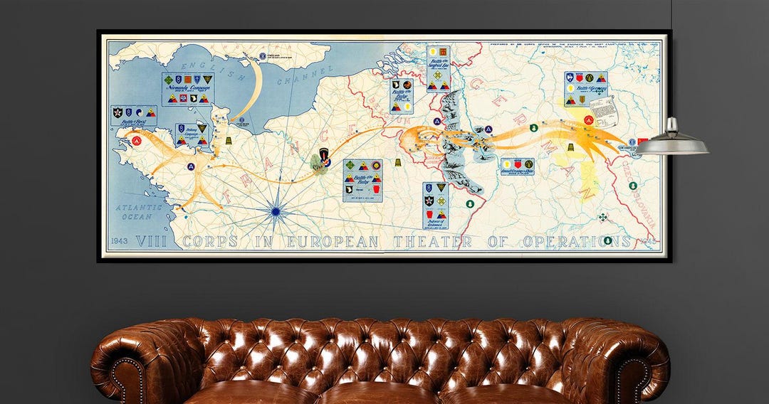VIII Corps US Army WWII Map: Normandy to Czechoslovakia - Etsy Finland